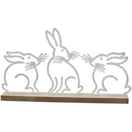 matches21 HOME & HOBBY matches21 HOME & HOBBY Dekofigur Hasenfigur Aufsteller Metall weiß Osterdeko 30x17 cm (1 St)