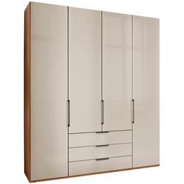 Drehtürenschrank Wiemann "Monaco" Schränke Gr. B/H/T: 197,4 cm x 216 cm x 58 cm, 4 St., braun (bianco, eiche, nachbildung, glas champagner) Drehtürenschränke