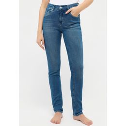 Slim-fit-Jeans Angels "SKINNY" Gr. 42, Länge 28, blau (mid blue used) Damen Jeans Röhrenjeans