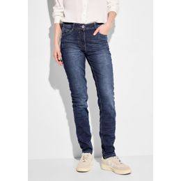 Slim-fit-Jeans Cecil Gr. 28, Länge 28, blau (mid blue) Damen Jeans Röhrenjeans