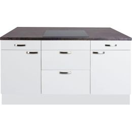 Kücheninsel Optifit "Cara" Komplettküchen-Sets Gr. B/T: 160 cm x 95 cm, weiß (küche: weiß, weiß) Optifit