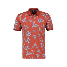 Poloshirt Lerros "Lerros mit floralem Druck und abgesetzen Details" Gr. 5XL, rot (coral red) Herren Shirts Kurzarm