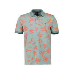 Poloshirt Lerros "Lerros mit floralem Druck und abgesetzen Details" Gr. 4XL, coastal sea blue Herren Shirts Kurzarm