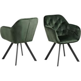 Esszimmerstuhl ACTONA GROUP "Lorelei" Stühle Gr. B/H/T: 58 cm x 82 cm x 62 cm, 1 St., Samtvelours, Inklusive Autorückführung, mit einer Drehfunktion + Metall, grün (waldgrün) Küchenstühle