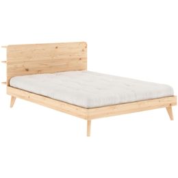 Bettgestell Karup Design "RETREAT BED" Betten Gr. Liegefläche B/L: 140 cm x 200 cm Höhe: 93 cm, braun (klar lackiert) Bettgestelle