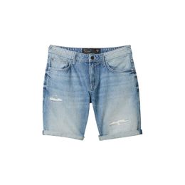 Tom Tailor Denim Herren Regular Shorts mit recycelter Baumwolle, blau, Uni, Gr. L