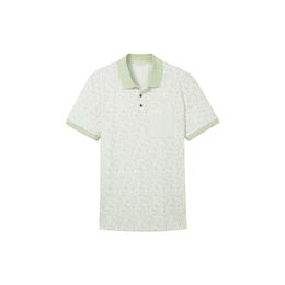 Tom Tailor Herren Poloshirt mit Allover Print, grün, Allover Print, Gr. L