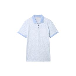 Tom Tailor Herren Poloshirt mit Allover Print, blau, Allover Print, Gr. XXL