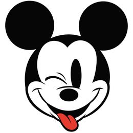Komar Fototapete "Mickey Head Optimism" Tapeten Gr. B/L: 125 m x 125 m, Rollen: 1 St., rot (rot, schwarz, weiß) Fototapeten Comic