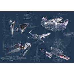 Komar Vliestapete "Star Wars Blueprint Dark" Tapeten Gr. B/L: 400 m x 280 m, Rollen: 1 St., blau (blau, grau) Vliestapeten