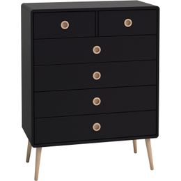 Kommode Home Affaire "Softline" Sideboards Gr. B/H/T: 81,5 cm x 105 cm x 40 cm, 6, schwarz (schwarz lackiert) Kommode