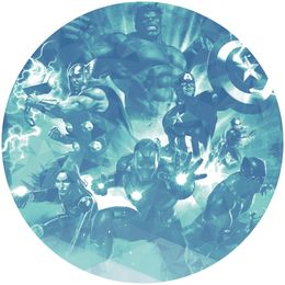Komar Fototapete "Avengers Blue Power" Tapeten Gr. B/L: 125 m x 125 m, Rollen: 1 St., blau (blau, weiß, schwarz) Fototapeten Comic