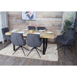 6er-Set Esszimmerstuhl MCW-K32, K&uuml;chenstuhl Lehnstuhl Stuhl, drehbar Auto-Position, Stoff/Textil MVG ~ Cord grau