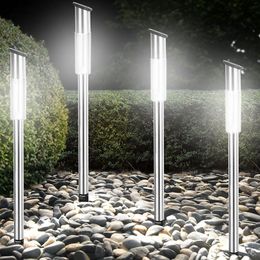 Deuba Solarleuchte LED mit Dämmerungssensor 70 x 5cm 4er Set silber / warmweiß