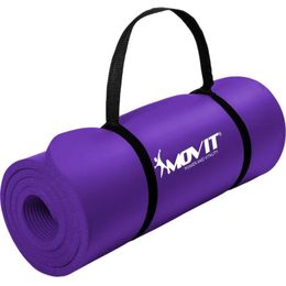 Movit® Yogamatte - 190x60 cm, 15 mm Dicke, Rutschfest, Faltbar, Hautfreundlich, mit Gummiband, NBR, Violett - Gymnastikmatte, Fitnessmatte,