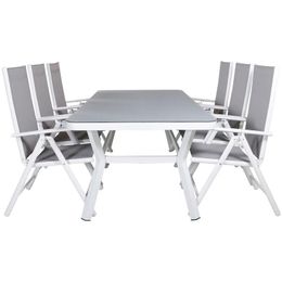 ebuy24 Virya Gartenset Tisch 100x200cm und 6 Stühle Break weiß, grau.