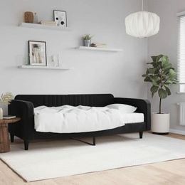 Tagesbett mit Matratze Schwarz 100x200 cm Samt - Schwarz - Prolenta Premium