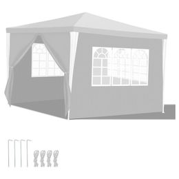 SWANEW Pavillon Garten mit Spiralschläuchen und großen Fenstern mit 3 abnehmbaren Seitenteilen tragbares wasserdichtes Zelt Partyzelt,