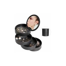 Mädchen-Schmuckkästchen mit drehbarem Spiegel, Schmuckkasten, 4 Schubladen für Ringe, Ohrringe, Lippenstift, Halskette, rundes Geschenk