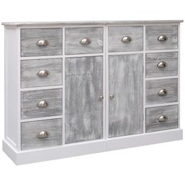 Sideboard Anrichte,Beistellschrank fuer Flur,Kueche,Kommode mit 10 Schubladen Grau 113×30×79 cm Holz MAISONCHIC 83254