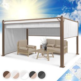 Pantheon Cortina Rust Pavillon mit Dach 3x4 m 4 Seitenteile - Erdbraun / Weiß - Blumfeldt