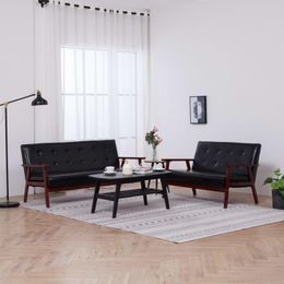 2-tlg. Sofagarnitur Sofa - Couch Wohnzimmersofa Schwarz Kunstleder BV508429 Bonnevie