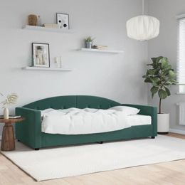 Tagesbett mit Matratze Dunkelgrün 90x200 cm Samt - Grün - Prolenta Premium