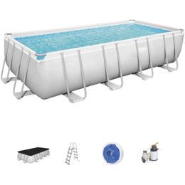 56466 Power Steel Frame Pool Set 549x274x122cm Pumpe Leiter Abdeckplane - Bestway