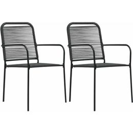 MAISONCHIC 2 Stk.Gartenstühle Relax-Sessel,Gartenmöbel Baumwollseil und Stahl Schwarz -52295