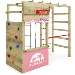 Klettergerüst Spielturm Smart Action Gartenspielgerät mit Kletterwand & Spiel-Zubehör - pastellpink - Wickey