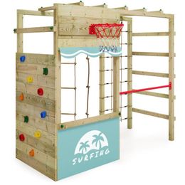 Klettergerüst Spielturm Smart Action Gartenspielgerät mit Kletterwand & Spiel-Zubehör - pastellblau - Wickey