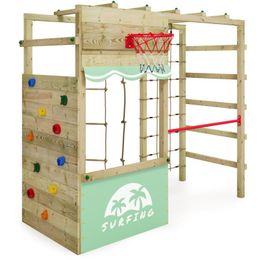 Klettergerüst Spielturm Smart Action Gartenspielgerät mit Kletterwand & Spiel-Zubehör - pastellgrün - Wickey