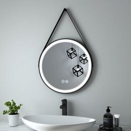Badspiegel mit Beleuchtung Rund led Wandspiegel Touch Dimmbar(3000k-6500k) Badezimmerspiegel 50cm - Heilmetz