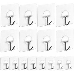 Klare selbstklebende Wandhaken (7,2 cm x 7,2 cm) für Badezimmer, Küche, Deckenwand, Tür, 10 kg – 16 Stück - Lycxames