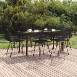 7-tlg. Garten-Essgruppe,Gartenmöbel Set Schwarz Poly Rattan vidaXL