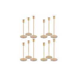 Tovbmup - Set mit 12 Kerzenhaltern, goldenen Kerzenhaltern, konischen Kerzenhaltern, großem Mittelstück-Kerzenhalter, dekorativen Kerzenhaltern für