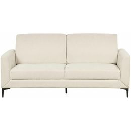 Beliani 3-Sitzer Sofa Beige Stoffbezug mit Schwarzen Hohen Metallbeinen Hohe Rückenlehne Armlehnen Dicke Sitzkissen Retro Wohnzimmer Polstersofa Couch - Beige