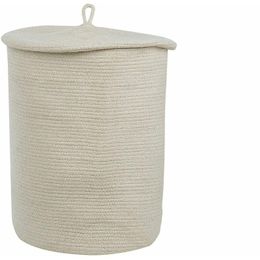 Beliani - Baumwollkorb Wollweiss mit Deckel zur Aufbewahrung von Zubehör im Boho-Stil - Weiß