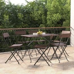 MAISONCHIC 6er Set Bistrostühle Gartenstühle Stühle für Garten Terrasse Balkon Klappbar Braun Poly Rattan und Stahl DE53220