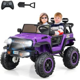 Costway 2-Sitzer Elektroauto für Kinder, 24V Kinderfahrzeug mit Fernbedienung, Elektrofahrzeug mit Musik & Geschichten & usb & Hupe, Jeep Auto für Jungen &