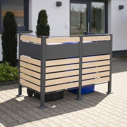 Mülltonnenverkleidung Planum 2er Box grau / holz 80 x 160 x 120 cm (b x t x h) - WESTMANN