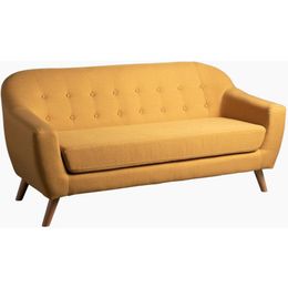3-Sitzer Sofa aus Leinen und Stoff Aktic Gelb Curry - Gelb Curry - Sklum