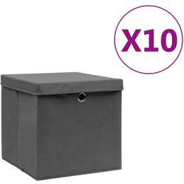 LONGZIMING Aufbewahrungsboxen mit Deckeln 10 Stk. 28x28x28 cm Grau