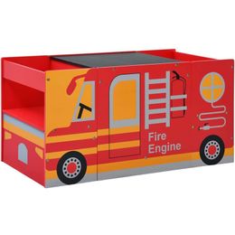 LONGZIMING 3-tlg. Kindertisch- und Stuhl-Set Feuerwehrauto-Design Holz