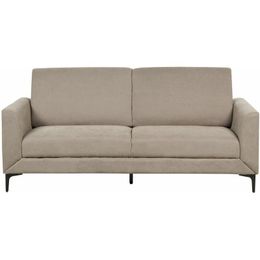 Beliani 3-Sitzer Sofa Taupe Stoffbezug mit Schwarzen Hohen Metallbeinen Hohe Rückenlehne Armlehnen Dicke Sitzkissen Retro Wohnzimmer Polstersofa Couch - Beige