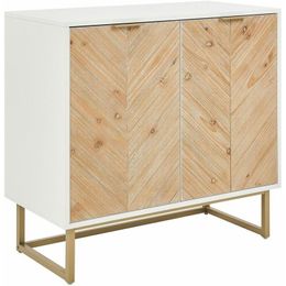Beliani - Sideboard Weiß und helles Holz mdf Holzfurnier 2 Türen mit Einlegeböden Skandinavisches Schlafzimmer Aufbewahrungslösung - Weiß