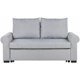 Beliani 2-Sitzer Sofa Hellgrau Stoffbezug Ausziehbar mit Schlaffunktion Rückenkissen Niedrige Armlehnen Retro-Stil Wohnzimmer Ausstattung Schlafsofa - Schwarz