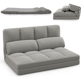 Costway - Klappbares Bodensofa, 3 in 1 Schlafsofa mit Schlaffunktion und Verstellbarer Rückenlehne, Sofabett mit 2 Kissen, Klappsofa für Wohnzimmer