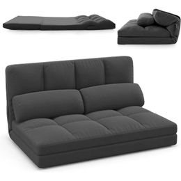 Costway Klappbares Bodensofa, 3 in 1 Schlafsofa mit Schlaffunktion und Verstellbarer Rückenlehne, Sofabett mit 2 Kissen, Klappsofa für Wohnzimmer und