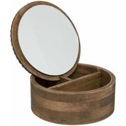 Atmosphera - Schmuckschatulle aus Holz, rund, mit Spiegel